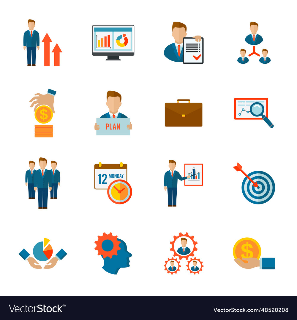 Management icon flat Royalty Free Vector Image