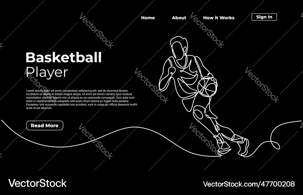 One line drawing basketball player dribbling Vector Image