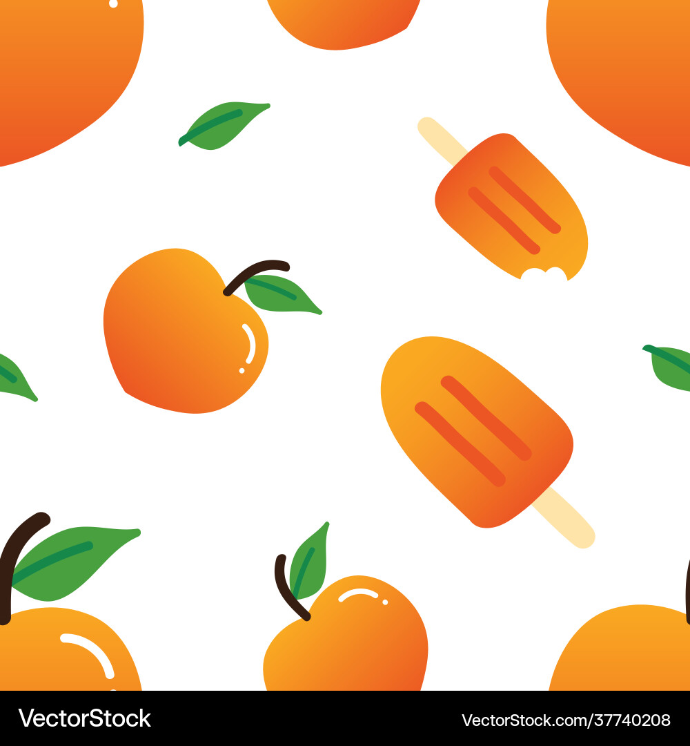 Peach fruits and popsicle seamless pattern Vector Image