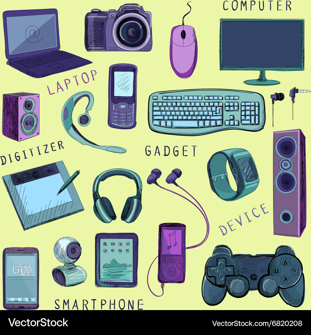Set of hand drawn gadget icons Royalty Free Vector Image