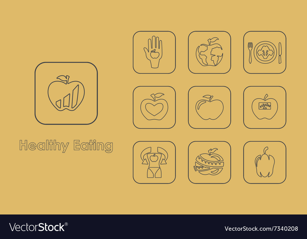 Set of healthy eating simple icons Royalty Free Vector Image