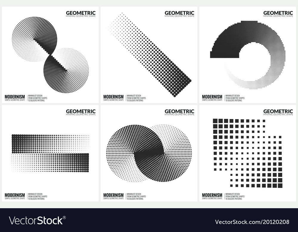 Universal halftone geometric shapes for design Vector Image