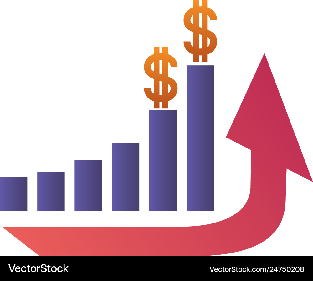 Up arrow with dollar symbol isolated icon Vector Image