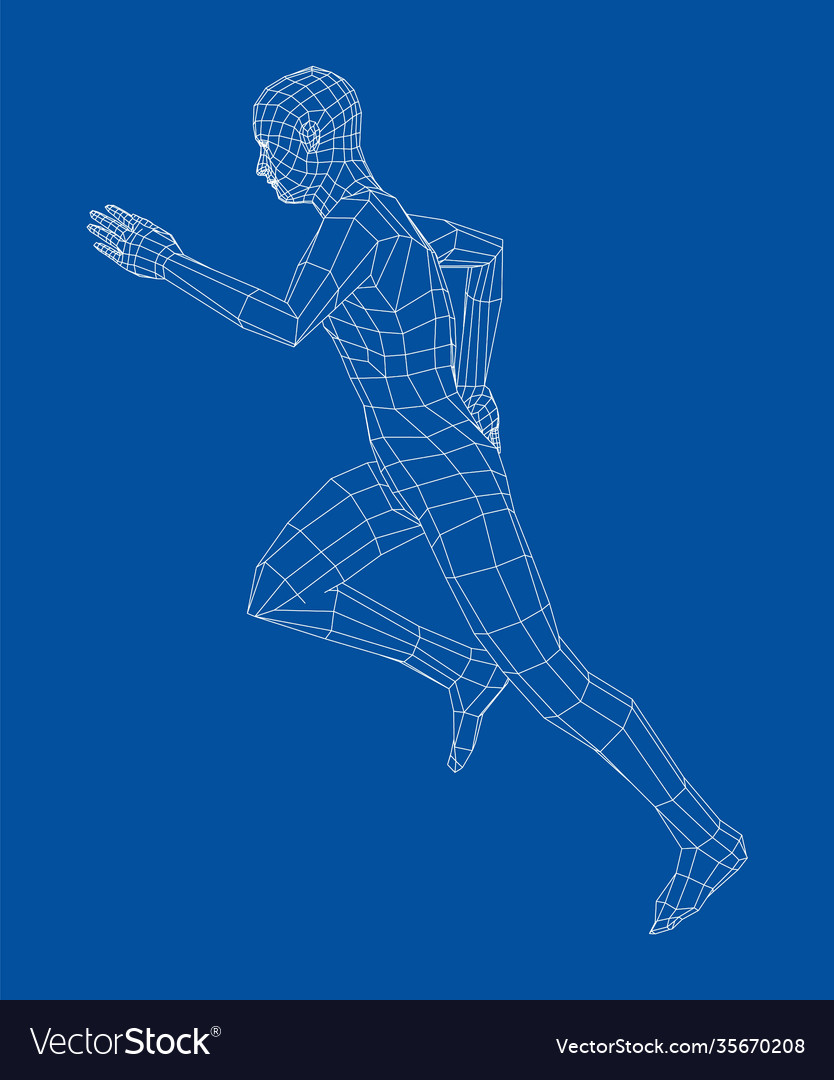 Wireframe running man Royalty Free Vector Image
