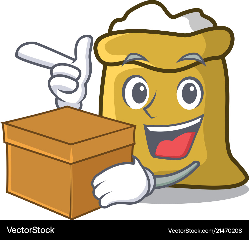 With box flour character cartoon style Royalty Free Vector