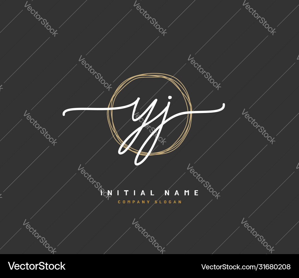 Y j yj beauty initial logo handwriting Royalty Free Vector