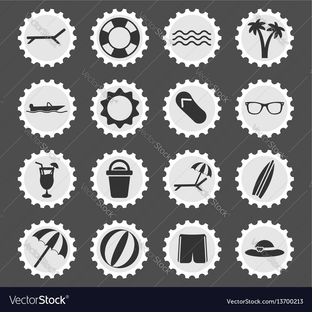 Beach icon set Royalty Free Vector Image - VectorStock