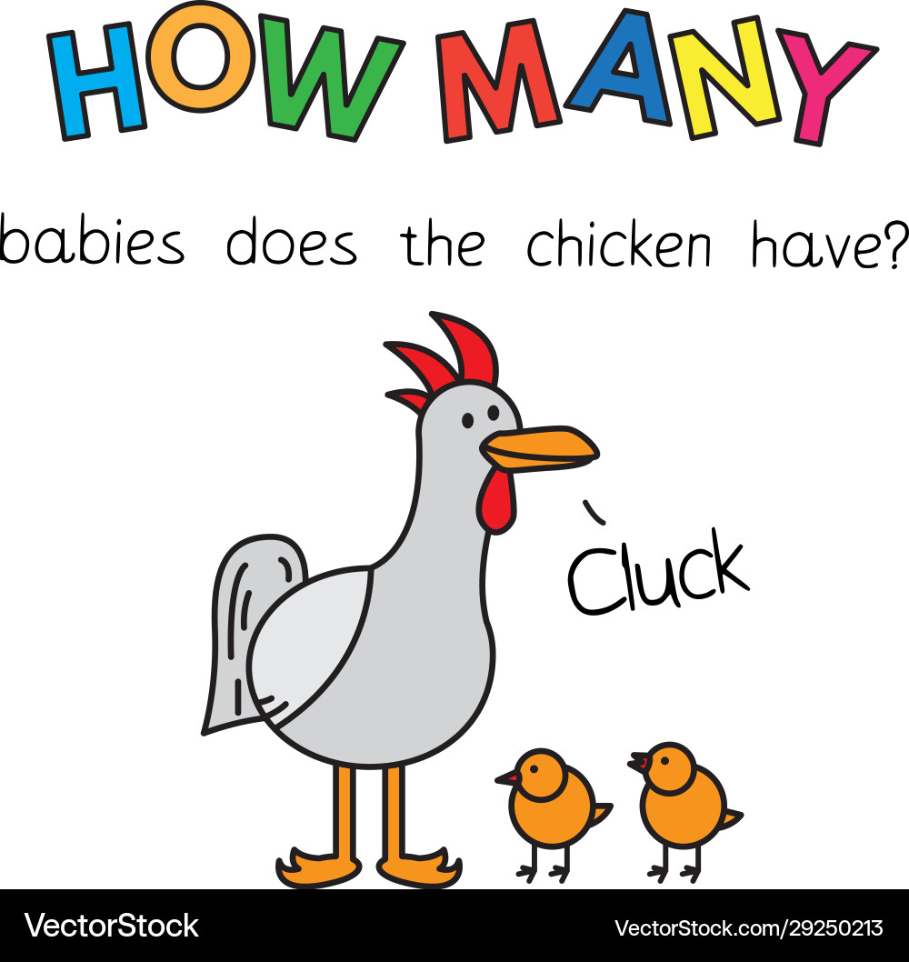 Cartoon chicken counting game for kids Royalty Free Vector