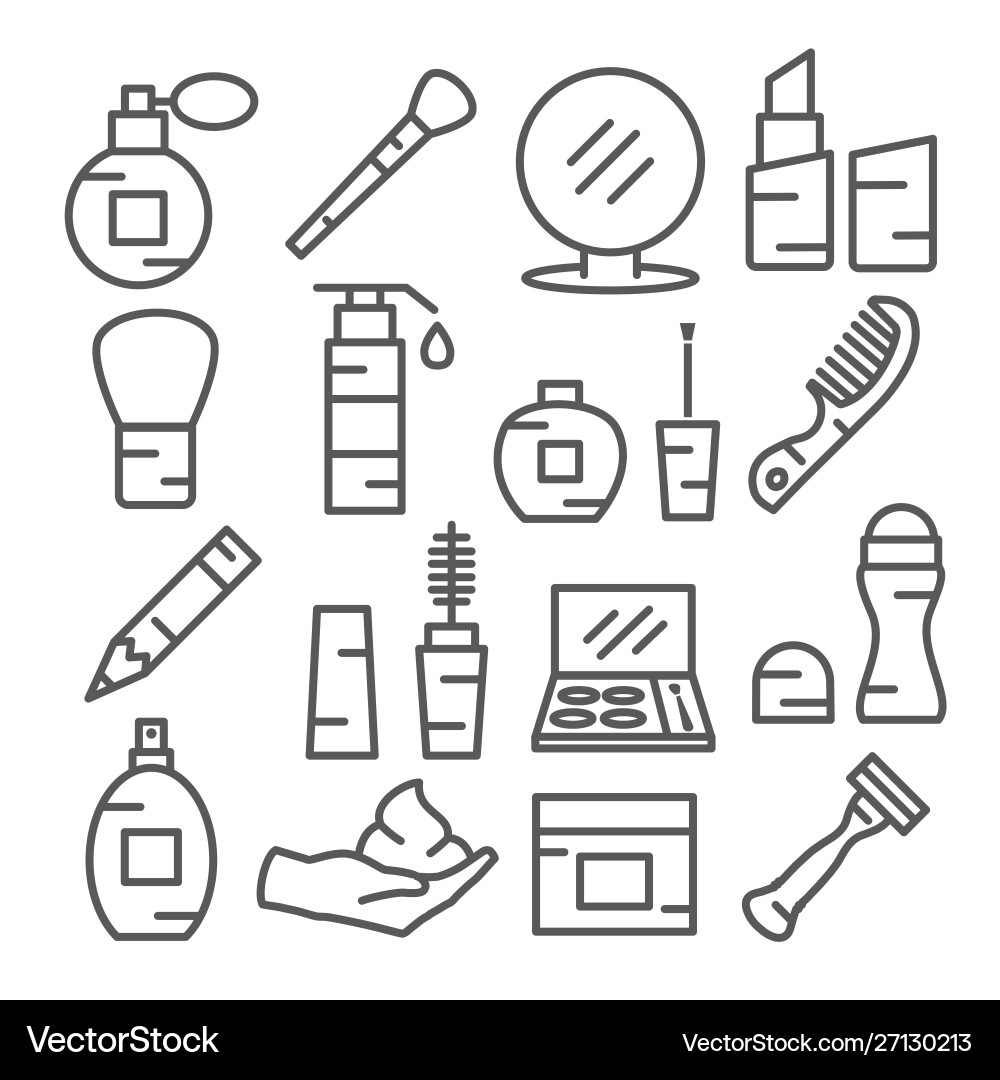 Cosmetics line icons on white background Vector Image