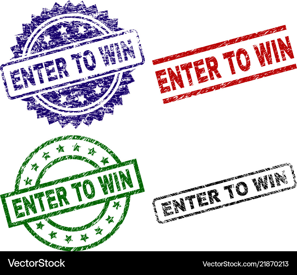 Damaged textured enter to win stamp seals Vector Image