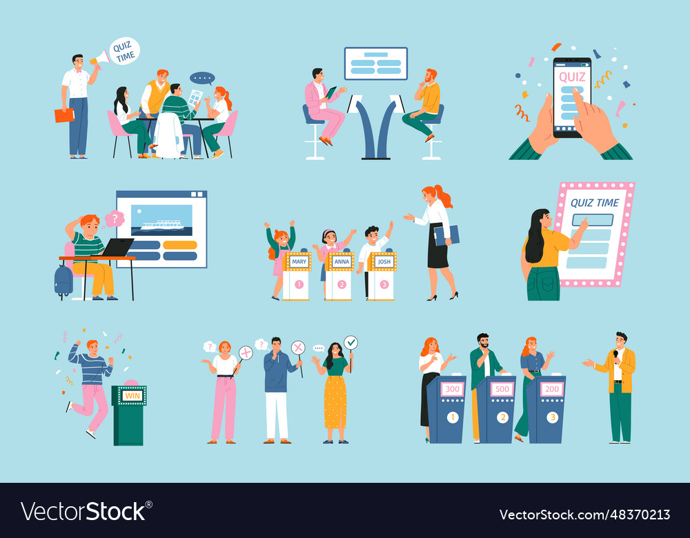 Flat quiz set Royalty Free Vector Image - VectorStock