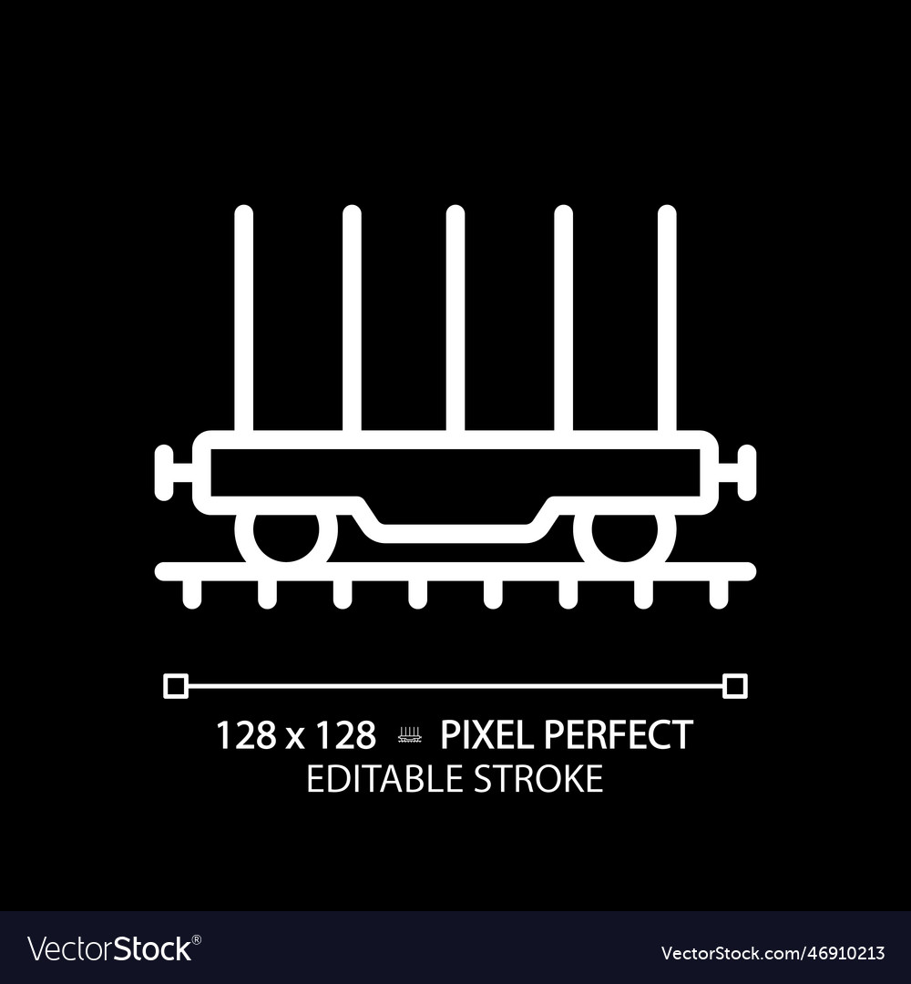 Flatcar pixel perfect white linear icon for dark Vector Image Flatcar pixel perfect white linear icon for dark Vector Image