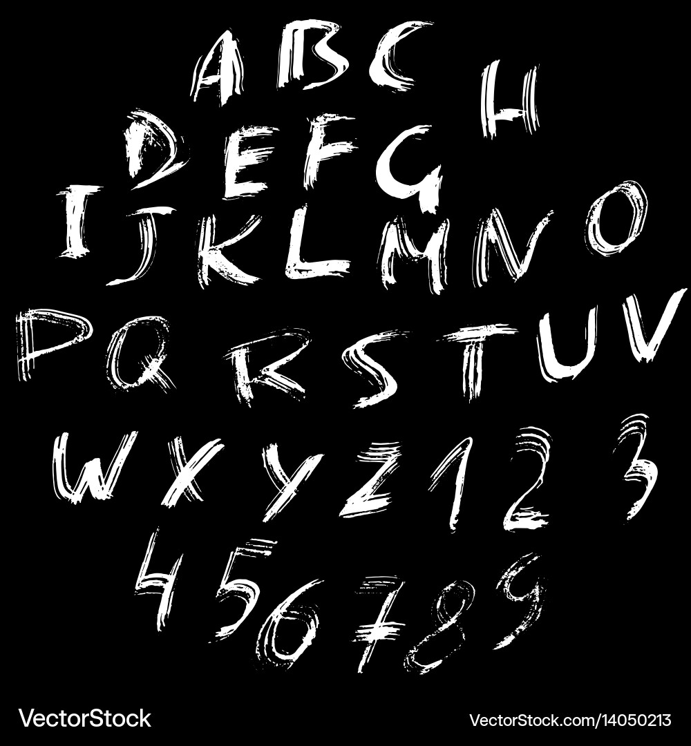 Hand drawn dry brush font modern lettering Vector Image
