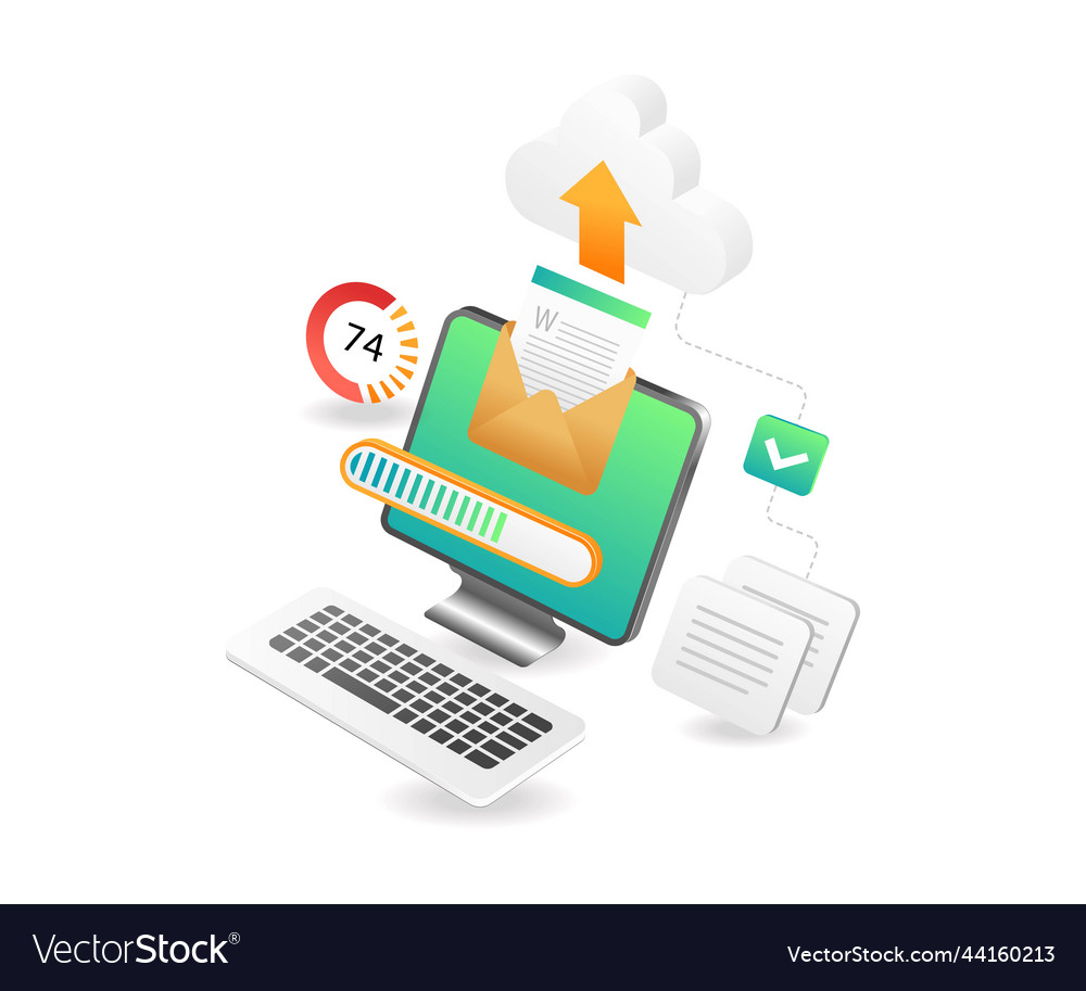 In progress sending data to cloud server Vector Image