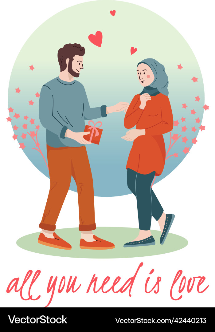 Love muslim woman composition Royalty Free Vector Image