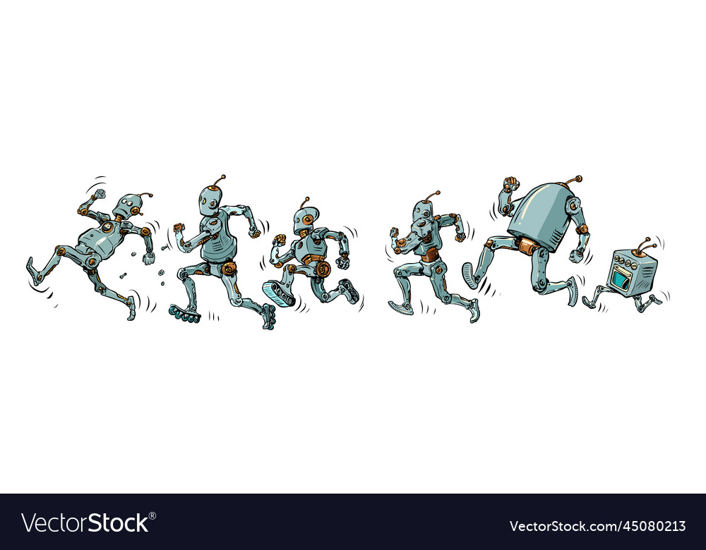 Robots are running different models Royalty Free Vector