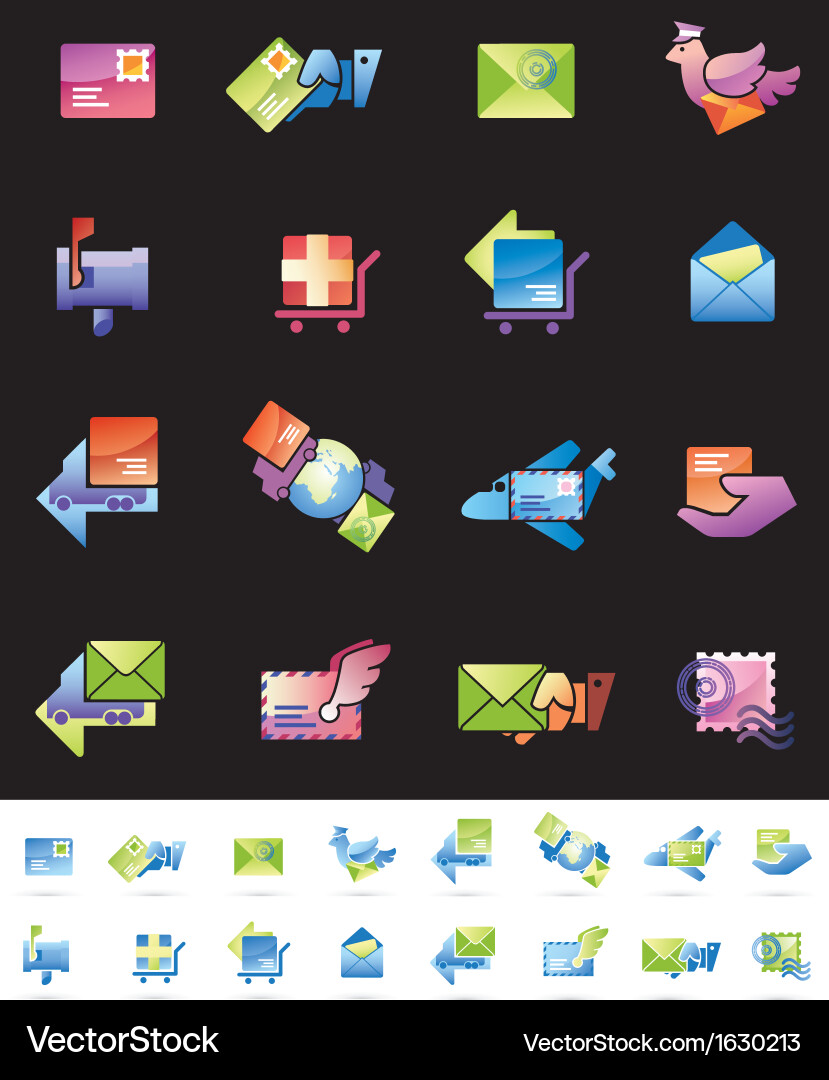 Shipping and mail delivery icons set Royalty Free Vector