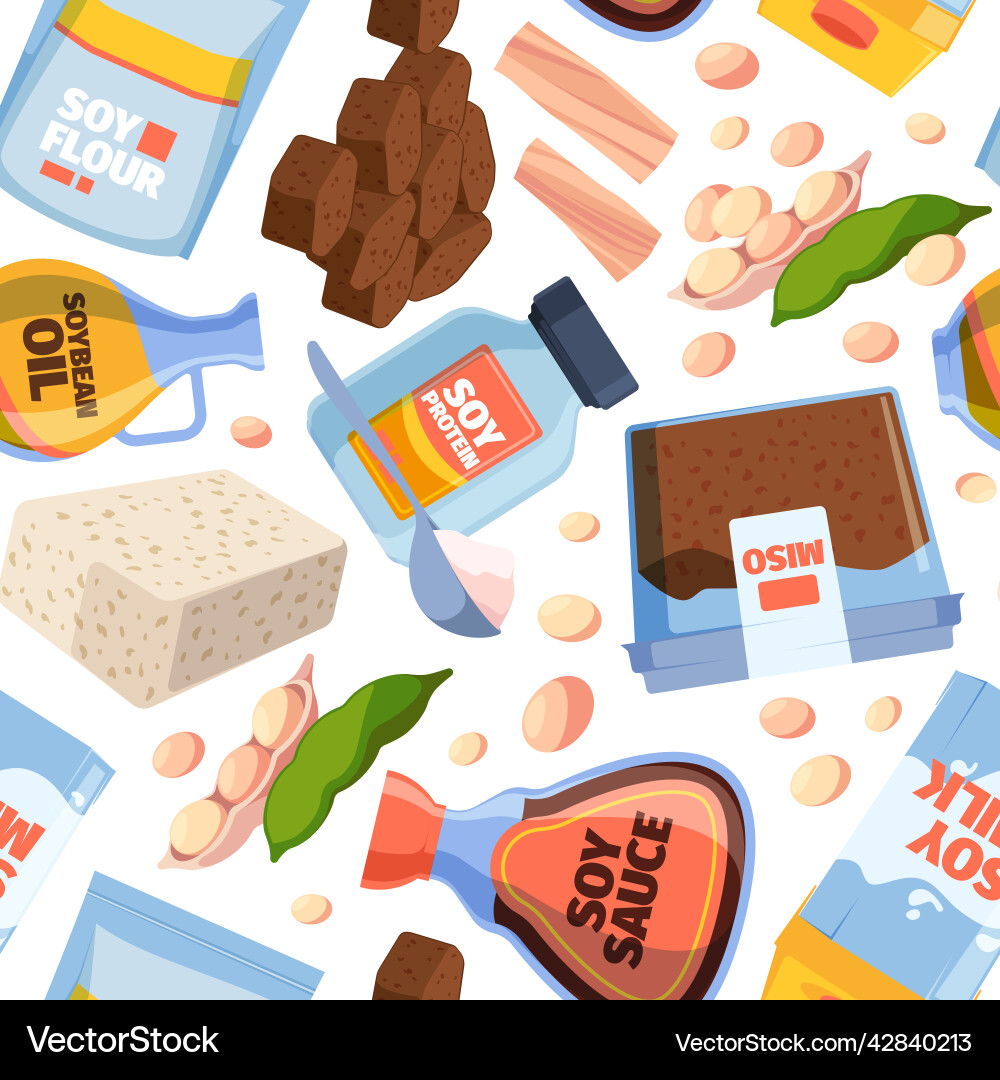 Soya products pattern vegetarian healthy natural Vector Image