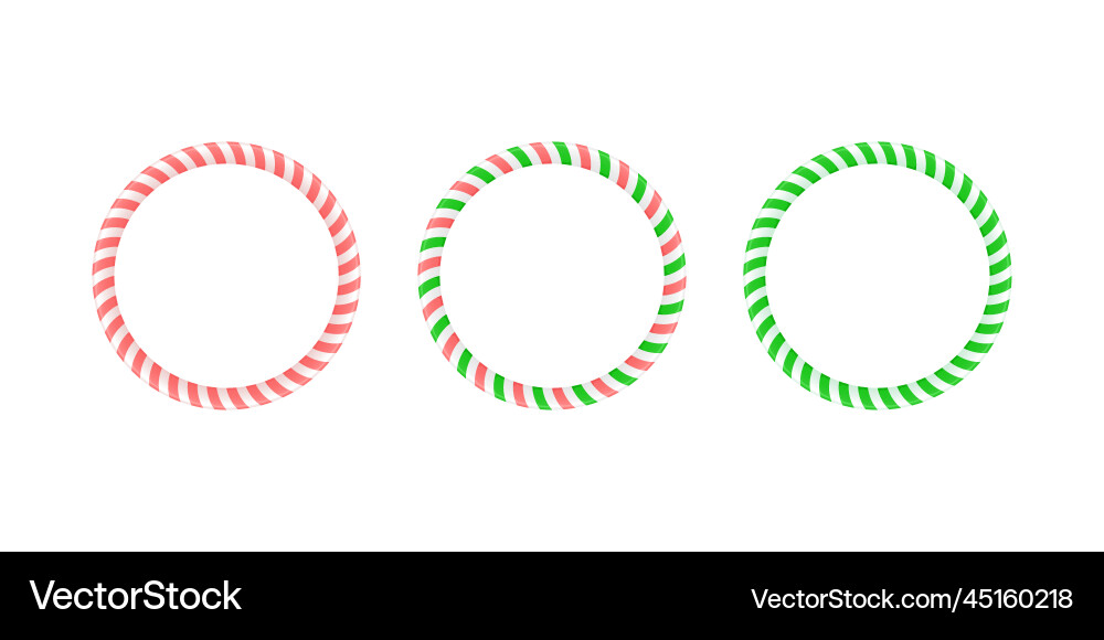 Christmas round frame set candy cane border Vector Image
