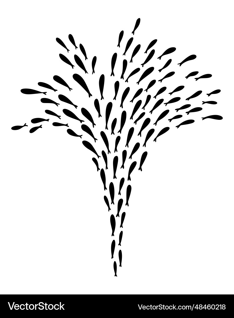 Fish school or shoal silhouette Royalty Free Vector Image