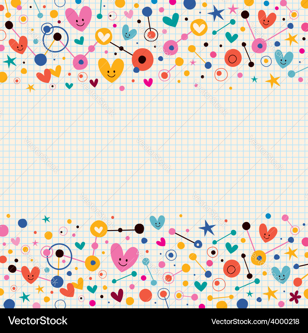 Hearts dots and stars funky note paper retro Vector Image