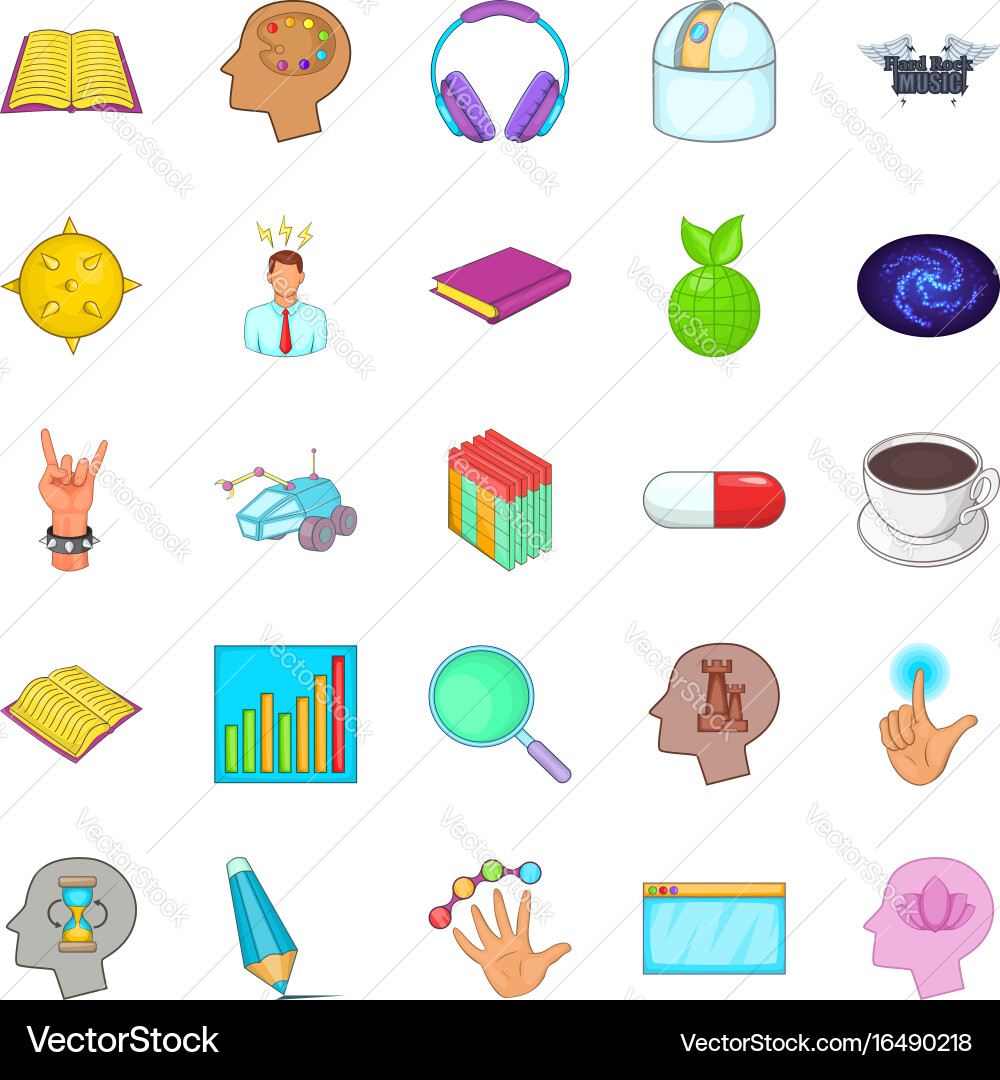 Human mind icons set cartoon style Royalty Free Vector Image