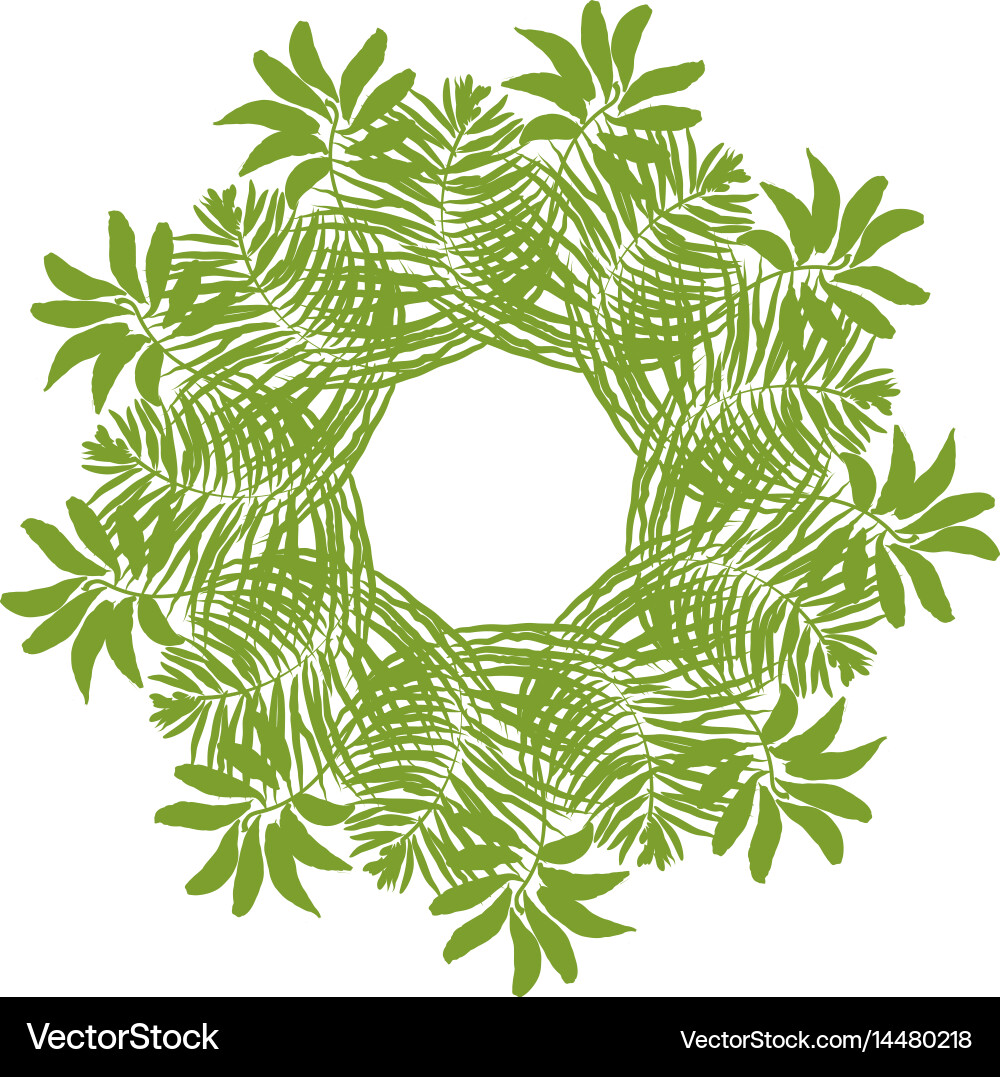 Jungle border frame with tropical green leaves Vector Image