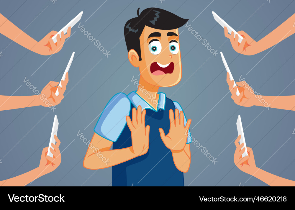 Man asking no photographing and privacy respect Vector Image