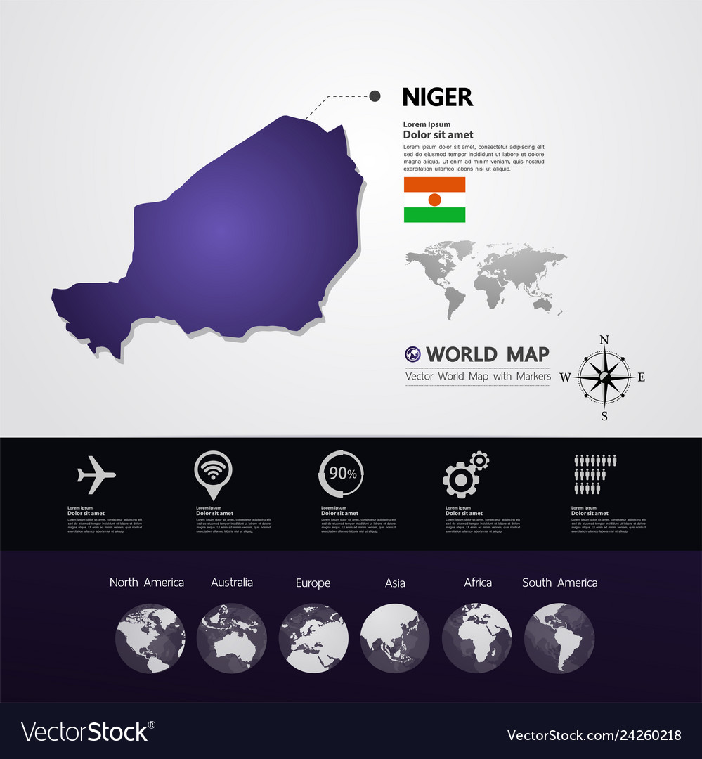 Niger map Royalty Free Vector Image - VectorStock