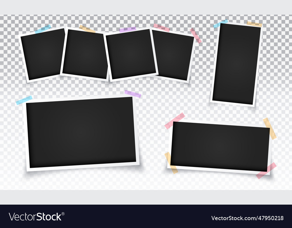 Realistic scrapbook photo frames Royalty Free Vector Image Realistic scrapbook photo frames Royalty Free Vector Image