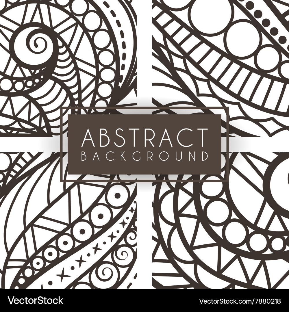 Set of four monochrome intricate patterns Vector Image
