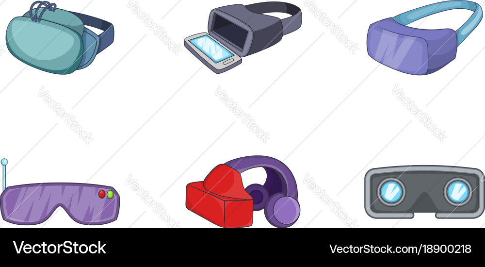 Vr icon set cartoon style Royalty Free Vector Image
