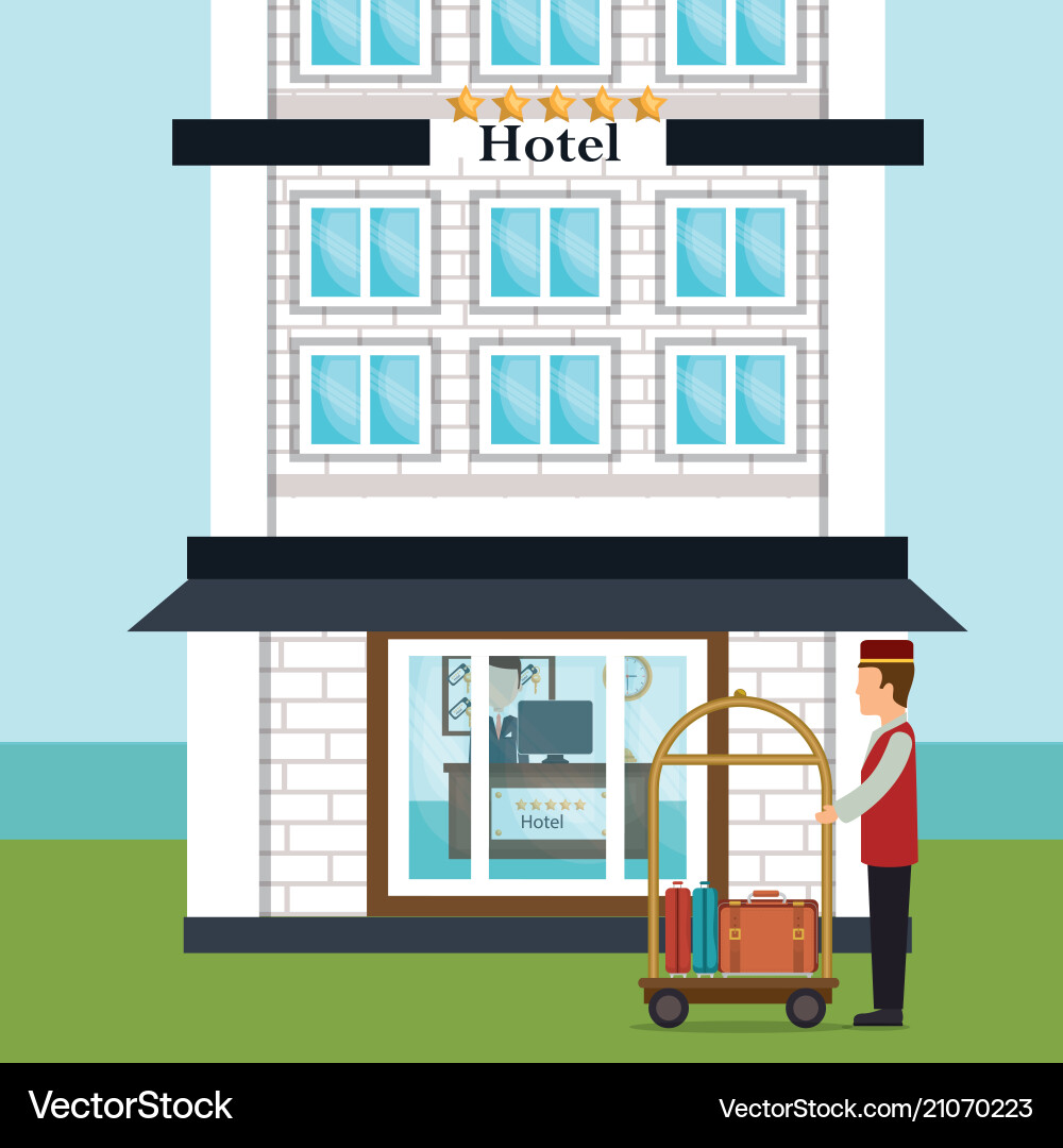 Bellboy working in the hotel character Royalty Free Vector