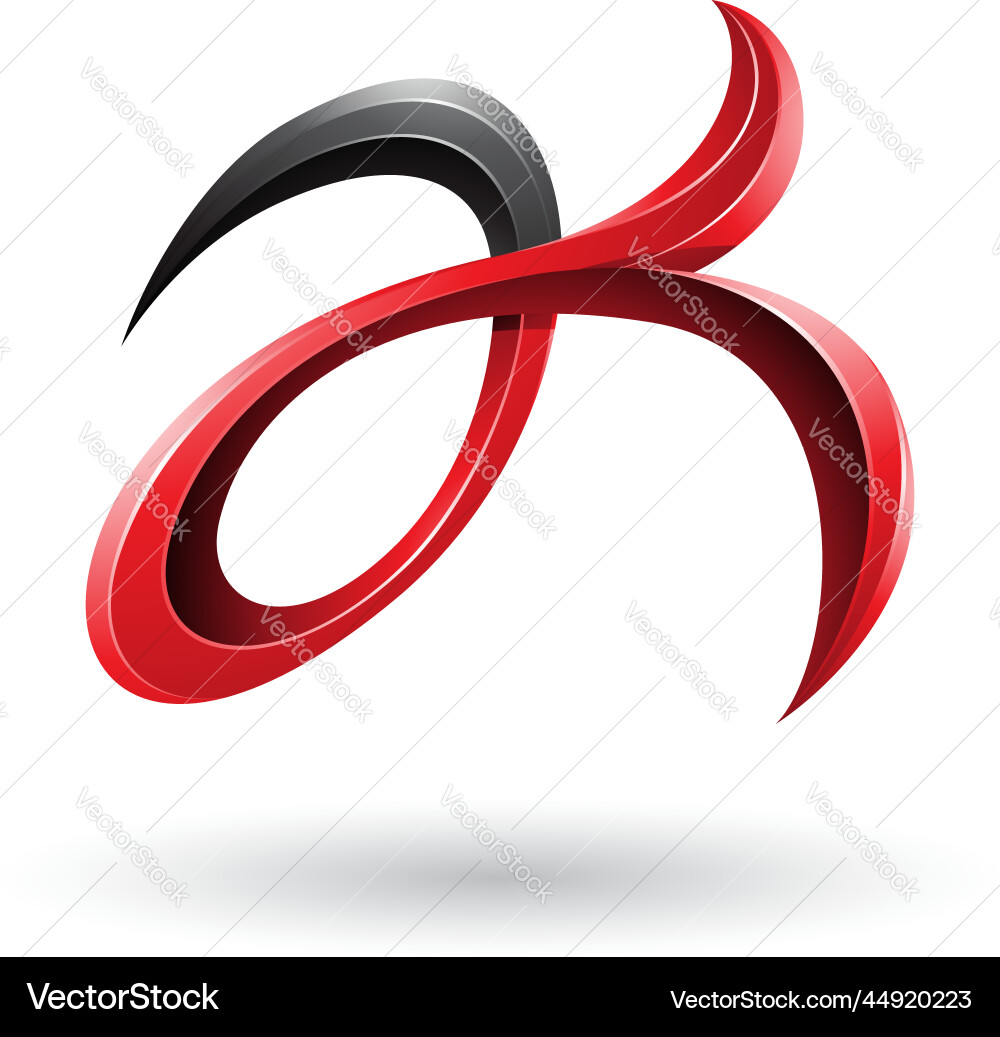 Black and red curly fish tail like letters a k Vector Image