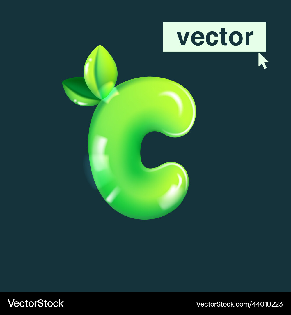 C letter eco logo in realistic 3d design Vector Image