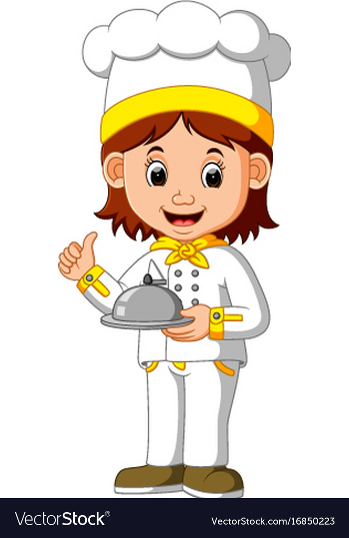 Chef cook holding dish Royalty Free Vector Image
