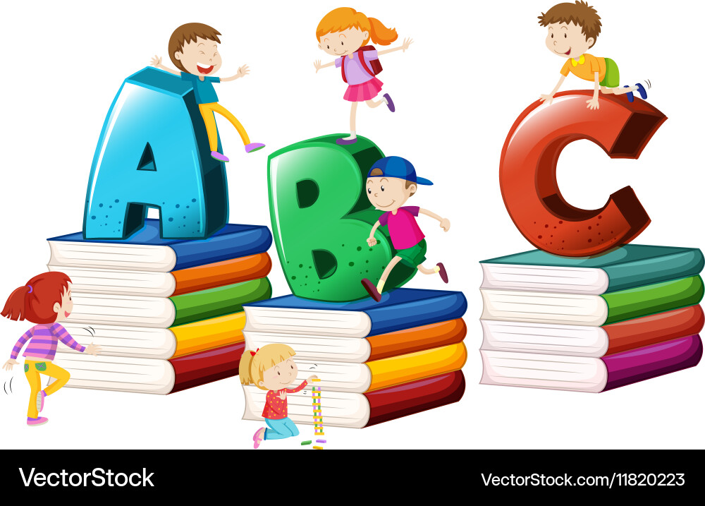 Children and english alphabets Royalty Free Vector Image