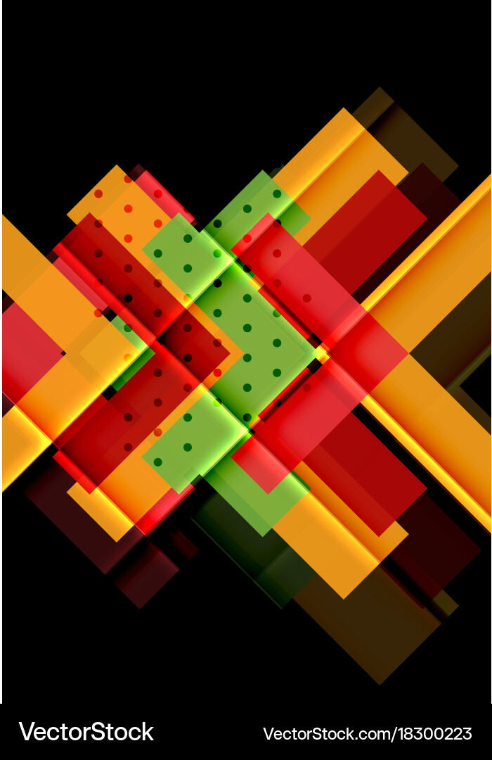 Colorful triangles and arrows on dark background Vector Image