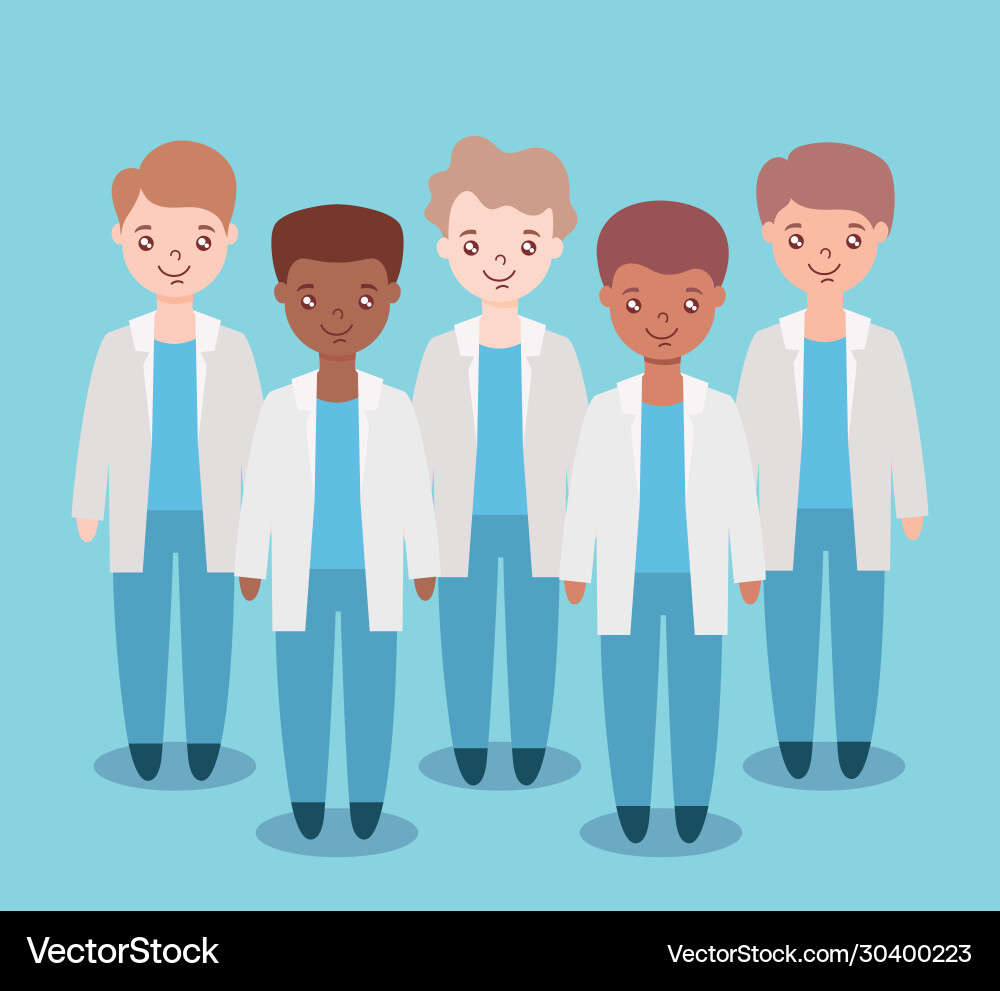 Doctors men standing medical team Royalty Free Vector Image