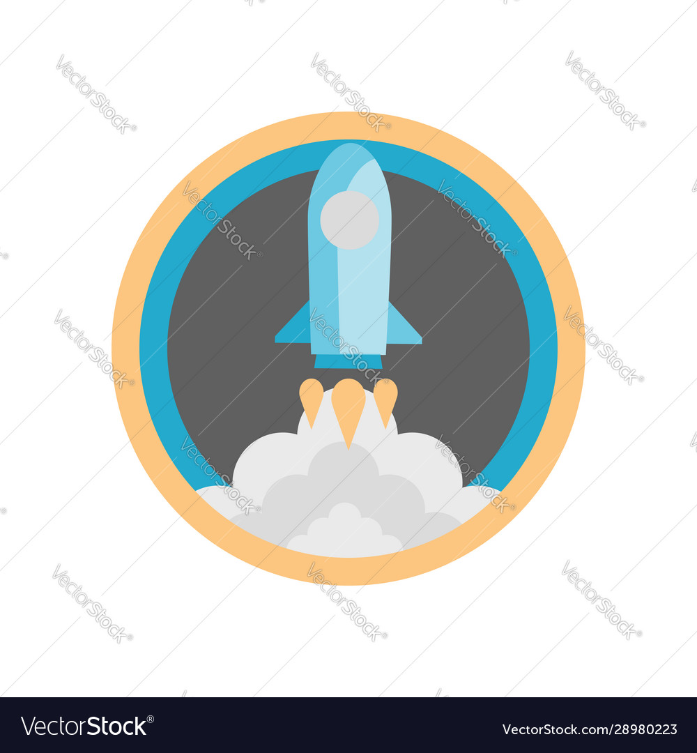 Flat design launch rocket Royalty Free Vector Image