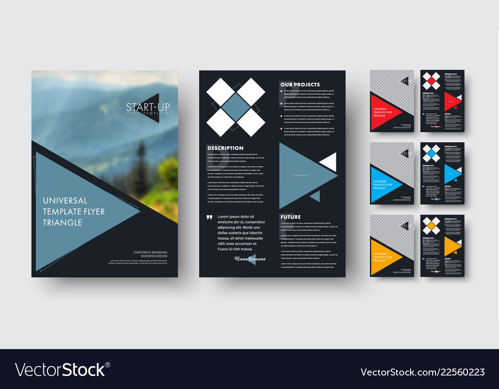 Flyer template with triangular colors elements Vector Image
