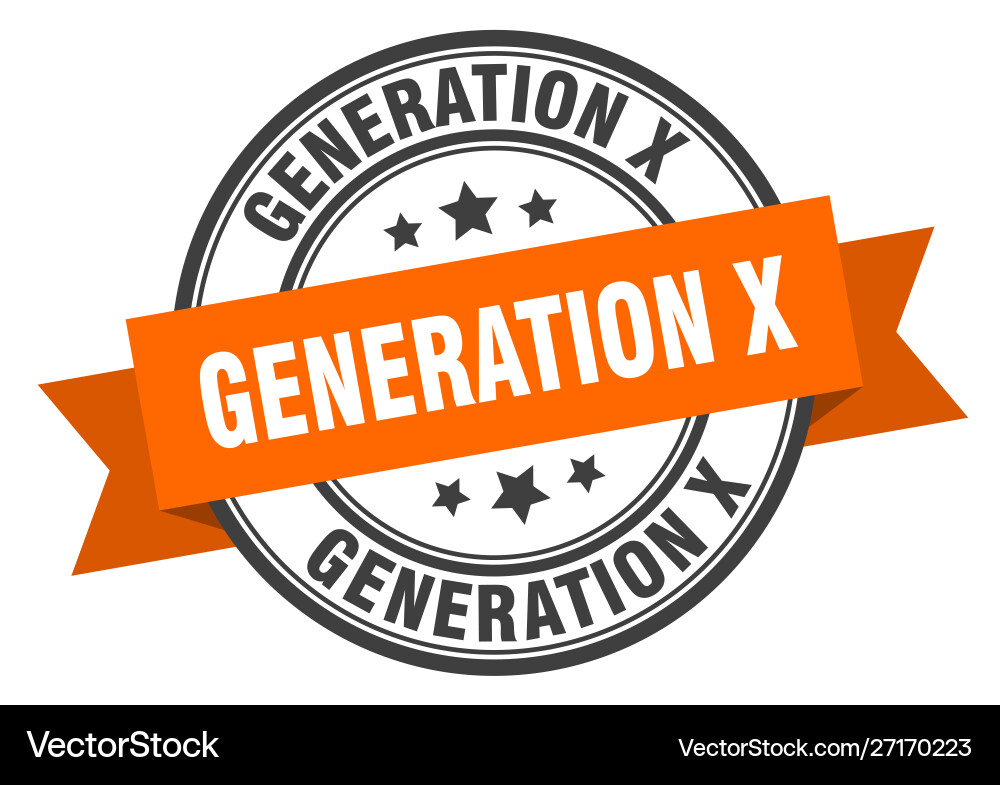 Generation x label orange band sign Royalty Free Vector