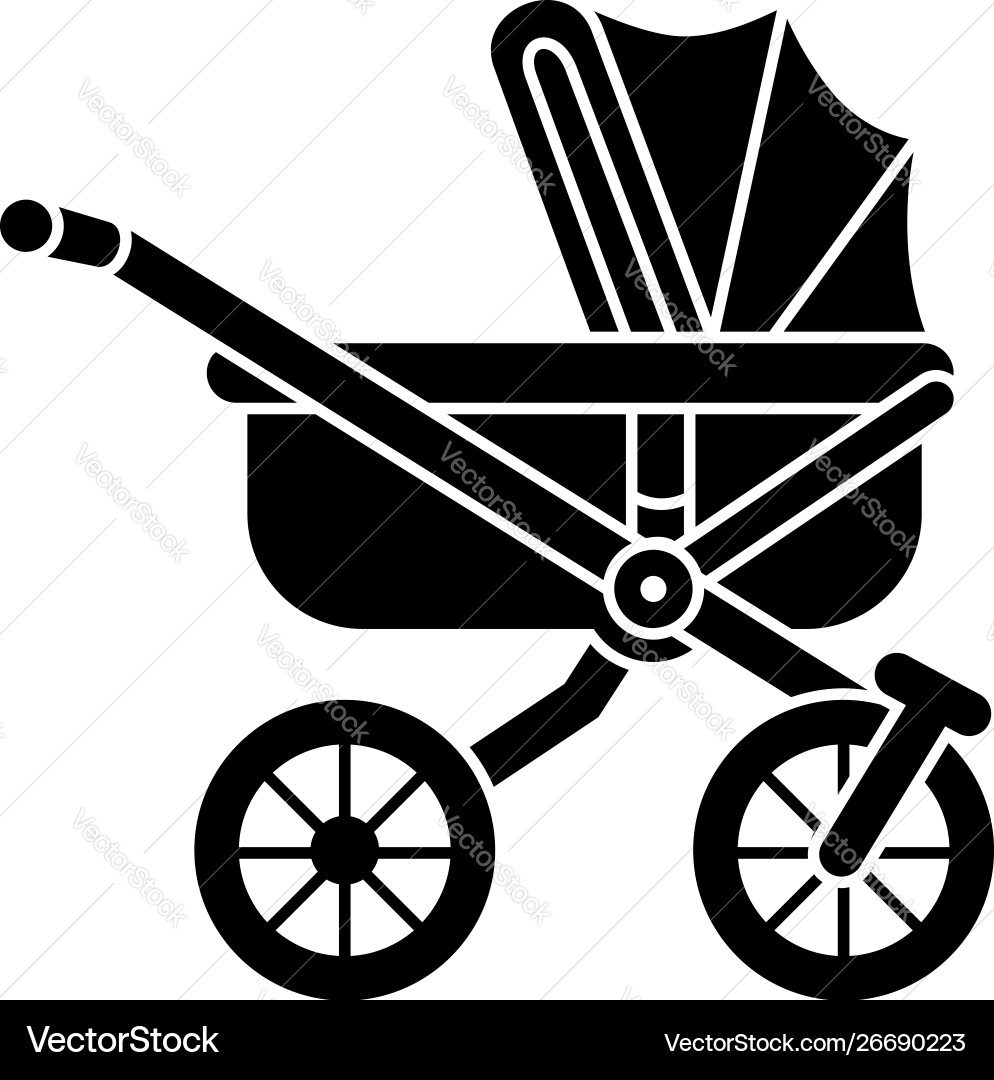 Infant baby pram icon simple style Royalty Free Vector Image