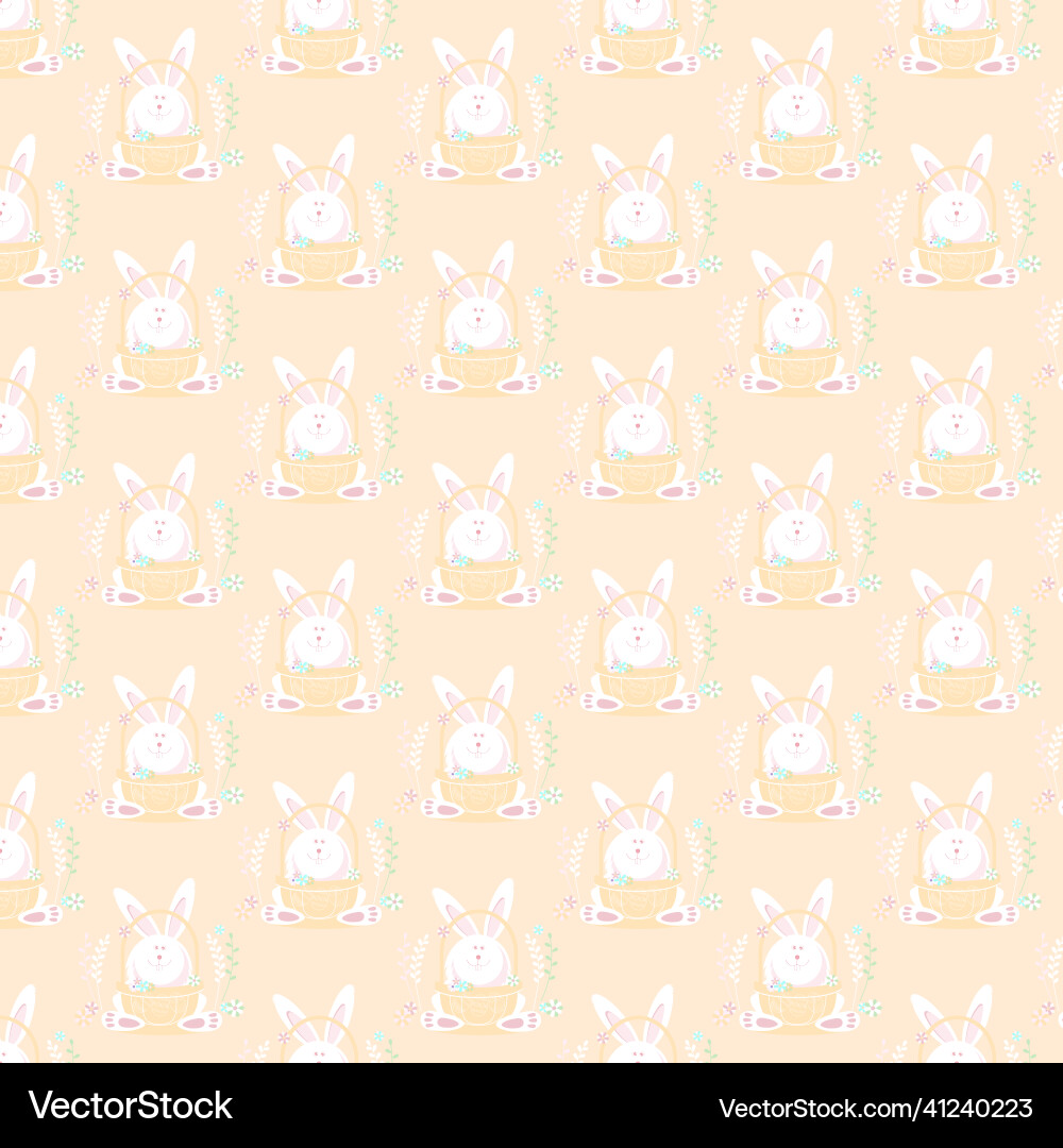 Pattern with funny bunny for easter card Vector Image