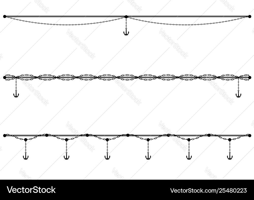 Set dividers with anchor and chain Royalty Free Vector Image