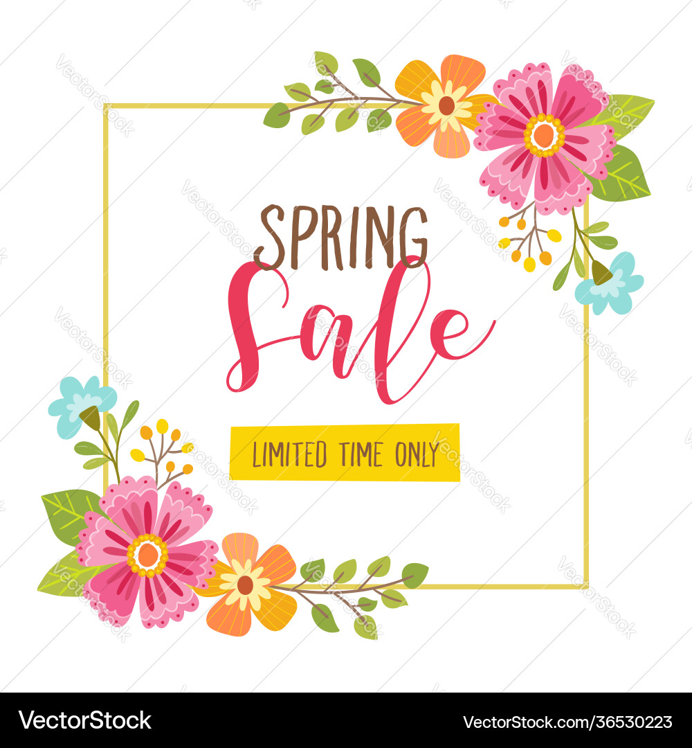 Spring sale card limited time offer Royalty Free Vector