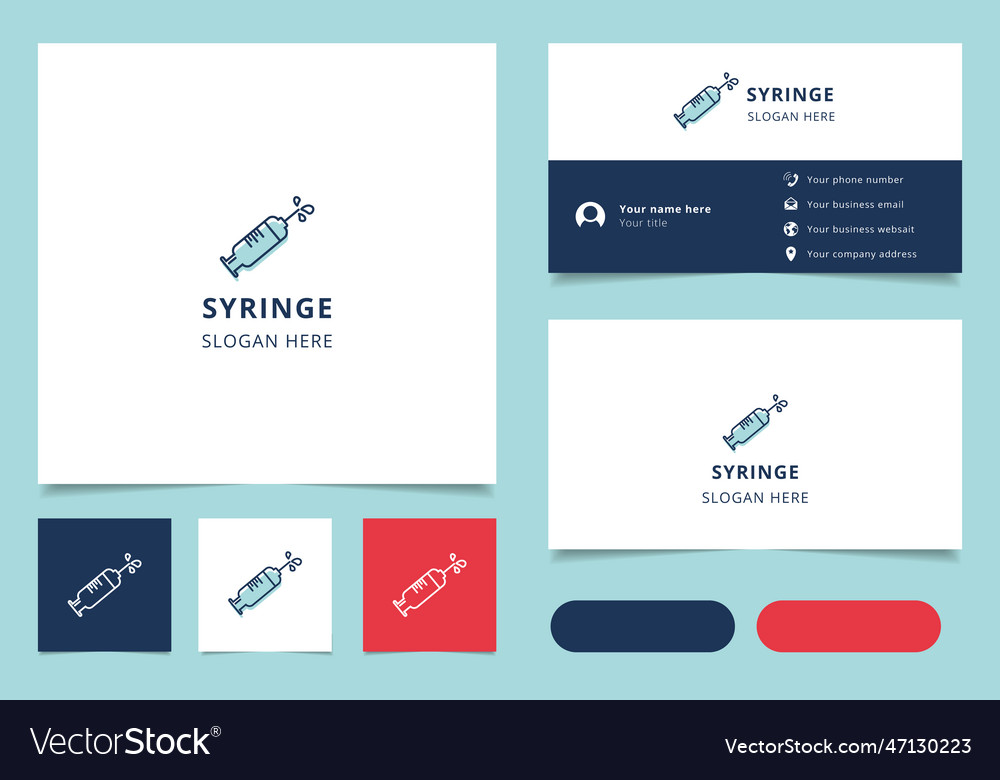 Syringe logo design with editable slogan branding Vector Image