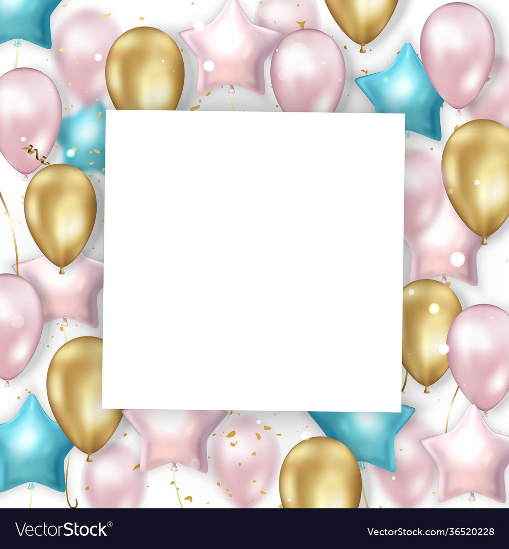 Birthday template with colorful balloons Vector Image