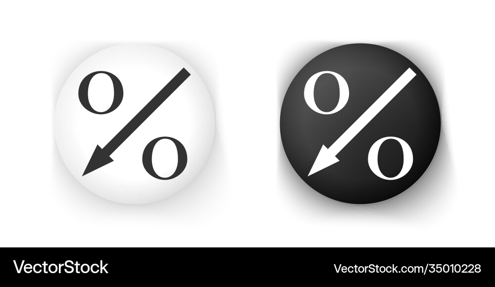 Black and white percent down arrow icon isolated Vector Image