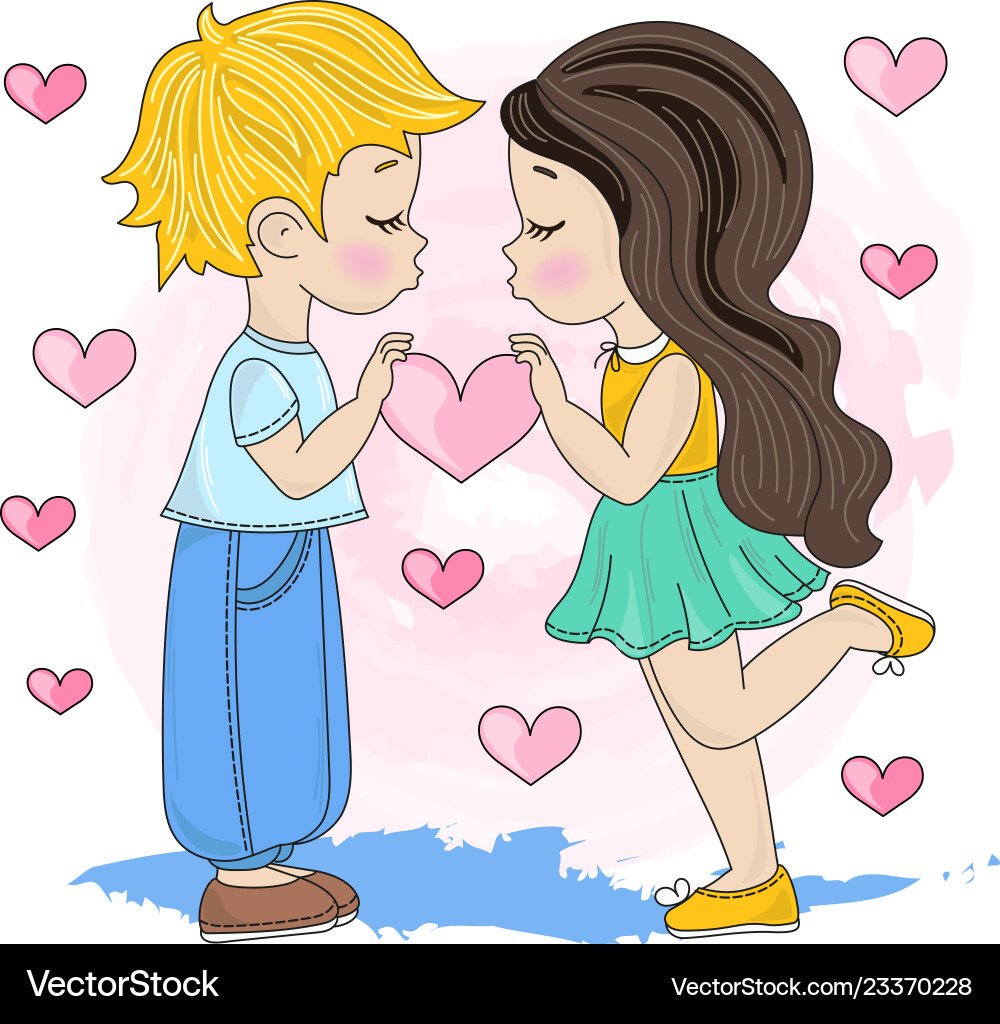 Children love valentines day Royalty Free Vector Image